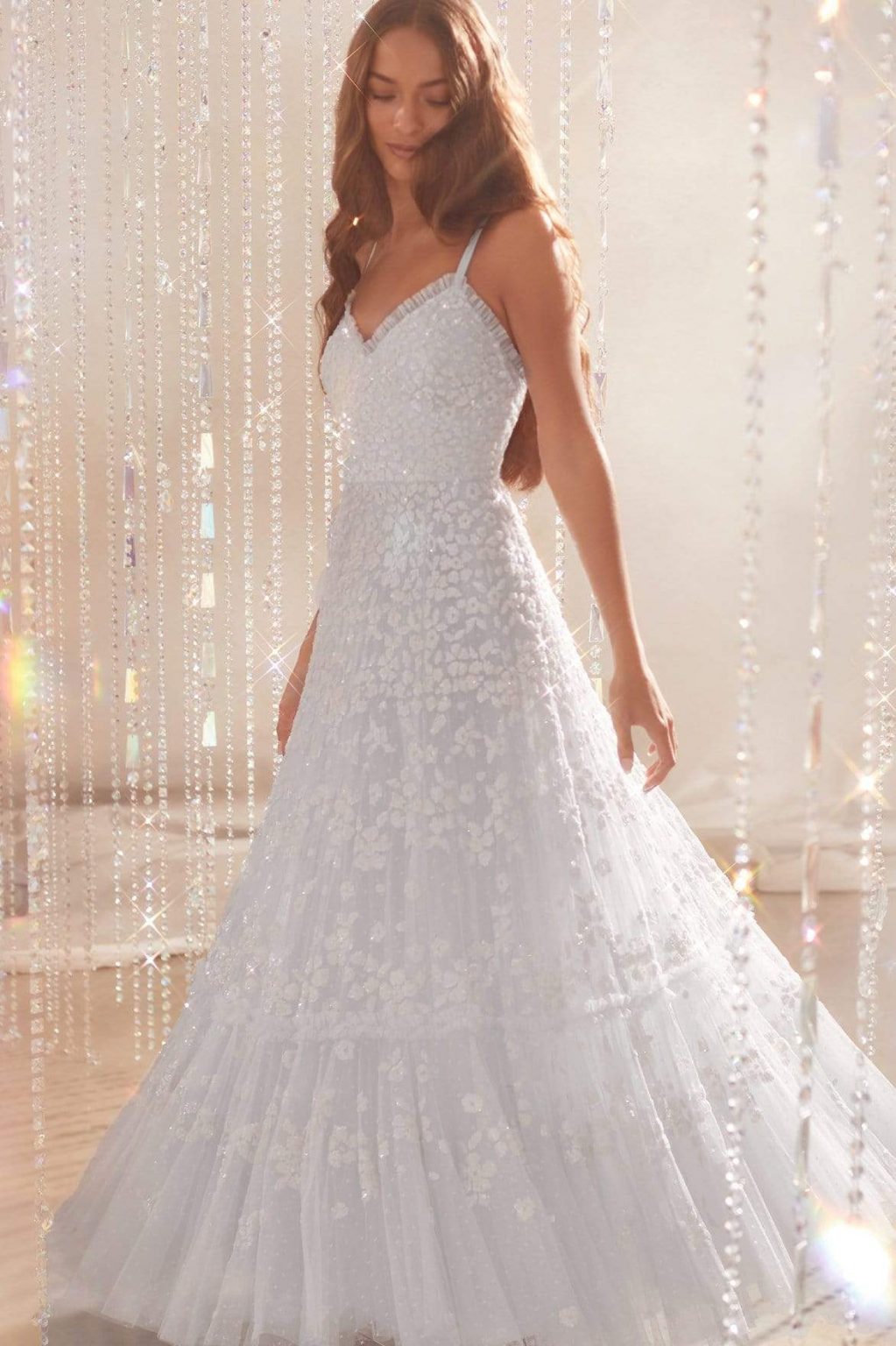 Needle & Thread Camellia Ditsy Ankle Gown, Champagne