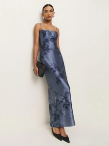 Reformation Frankie Silk Dress, Trieste Border